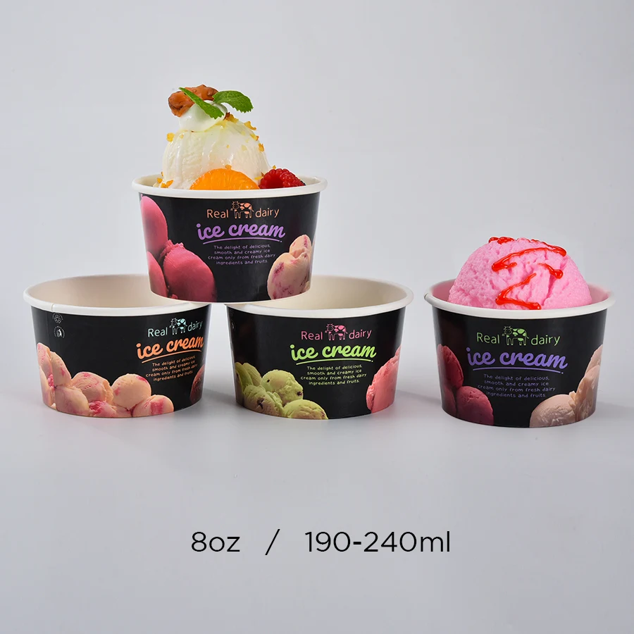 Biodegradable Packaging Branded Bamboo Paper Insulated Ice Cream Take ...