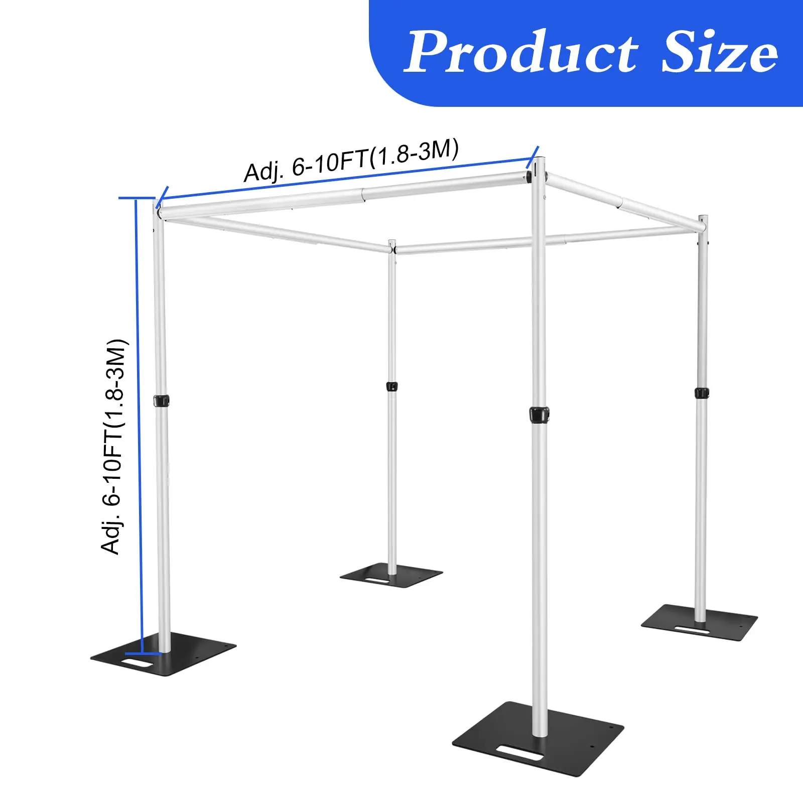 10ft Canopy Square Backdrop Frame Adjustable Pipe And Drape Backdrop ...