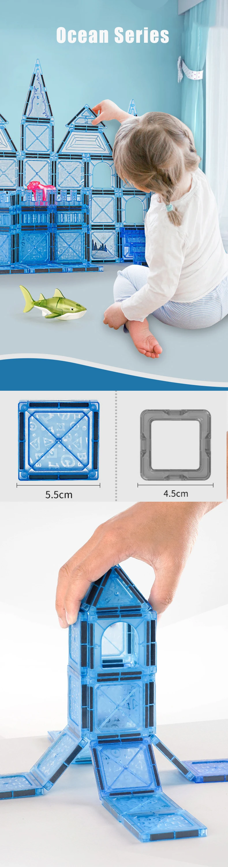 Diy Ocean Theme Educational Construction Block Set 3d Magnetic Building ...