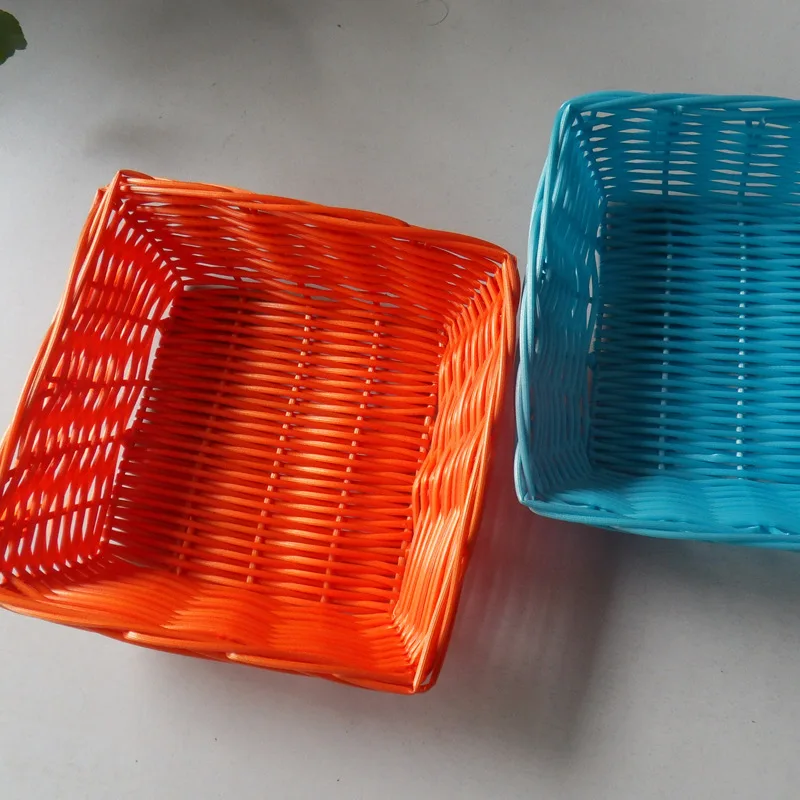 Bps79 Square Rattan Cane Wicker Baking Bread Fruit Basket Candy Pot ...