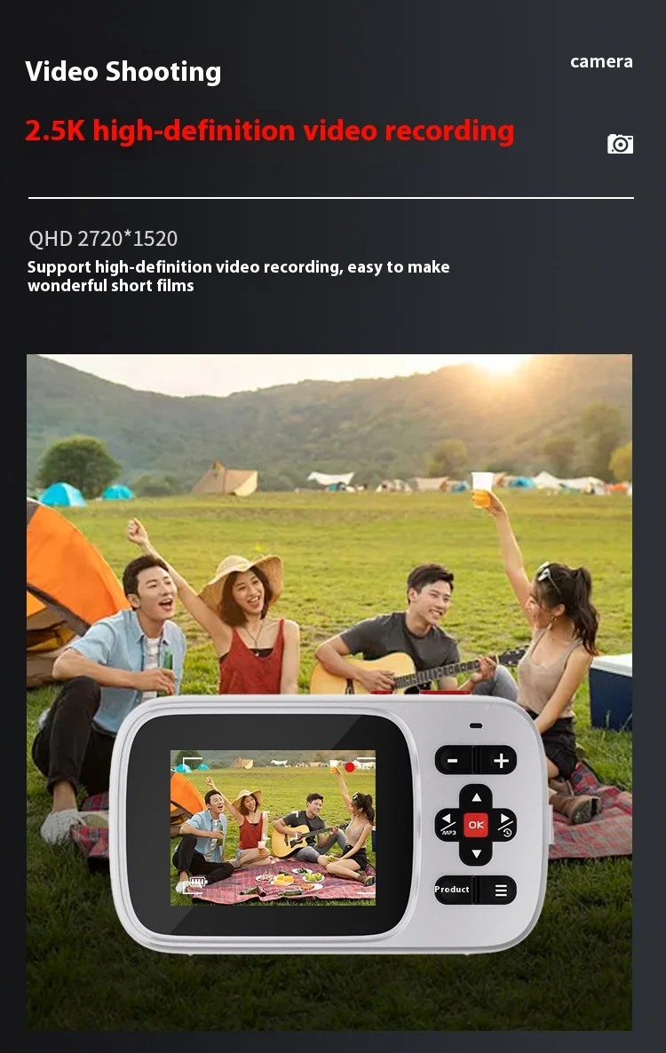 6 Colors Digital Camera 2.4 Inch Screen 2.5K Video 72MP Photo Portable ...