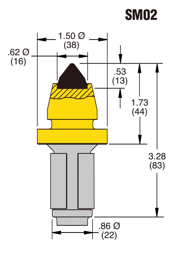 SM02 SM04 22mm SM05 SM06 Trenching Bullet Teeth Tungsten Carbide Tipped ...