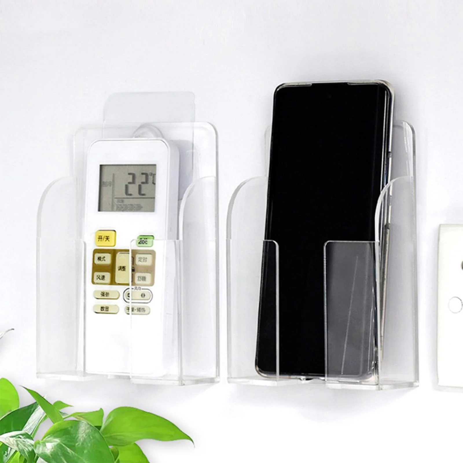 Wall Mounted Clear Acrylic Tv Remote Holder 1-3 Grids Lucite Mobile ...