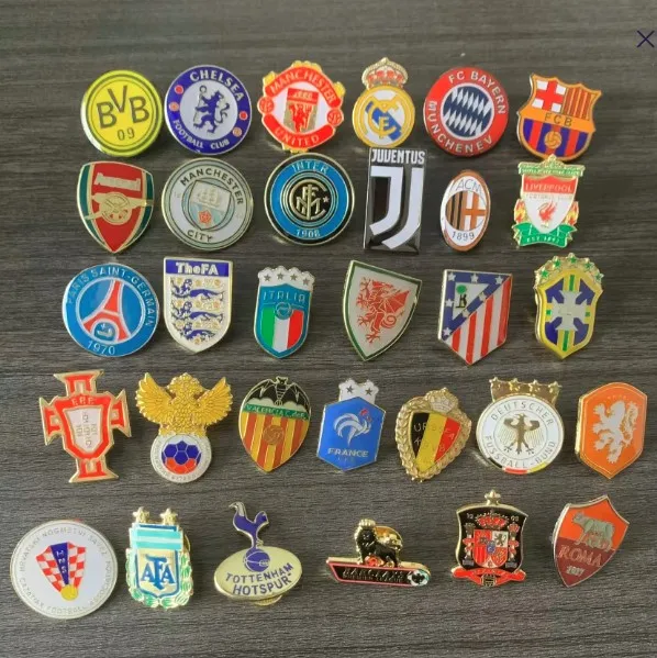 Customized European Football Club Sports Lapel Pin Soft Enamel Hard ...