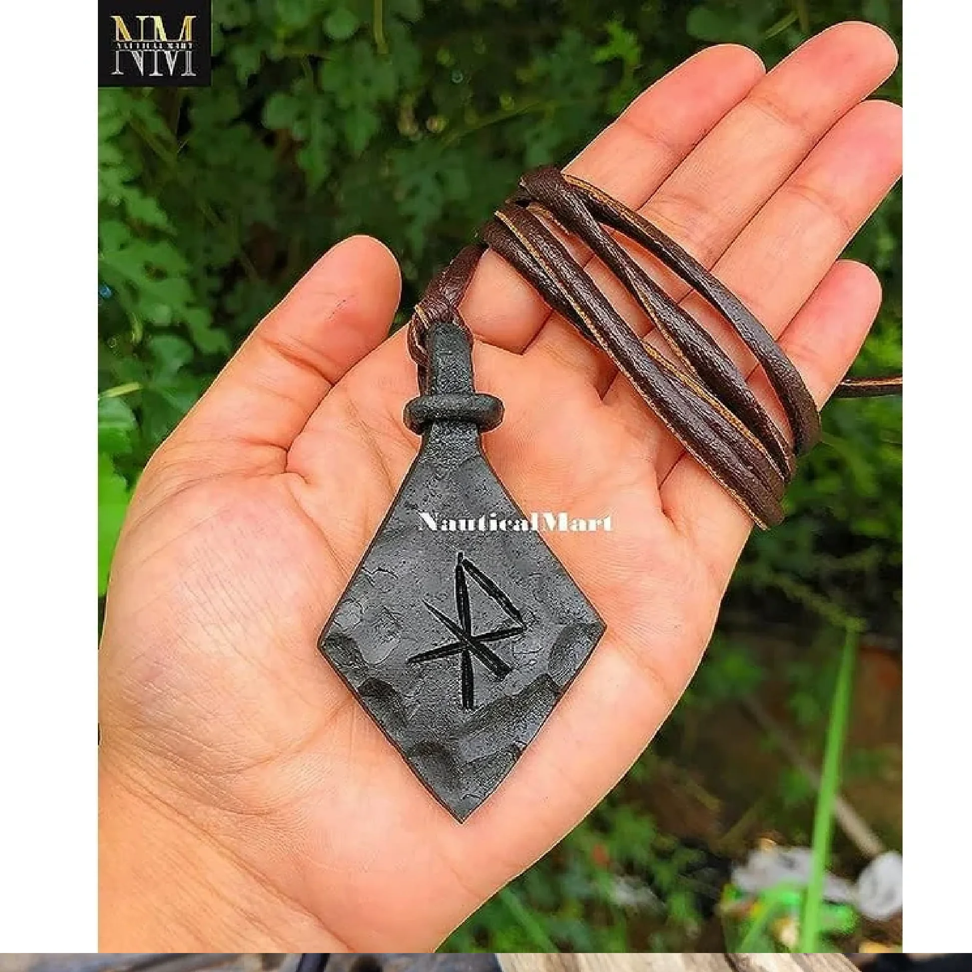 Hand Forged Iron Love Rune Cross Pendent Unisex Bit Of Shine Twisted ...