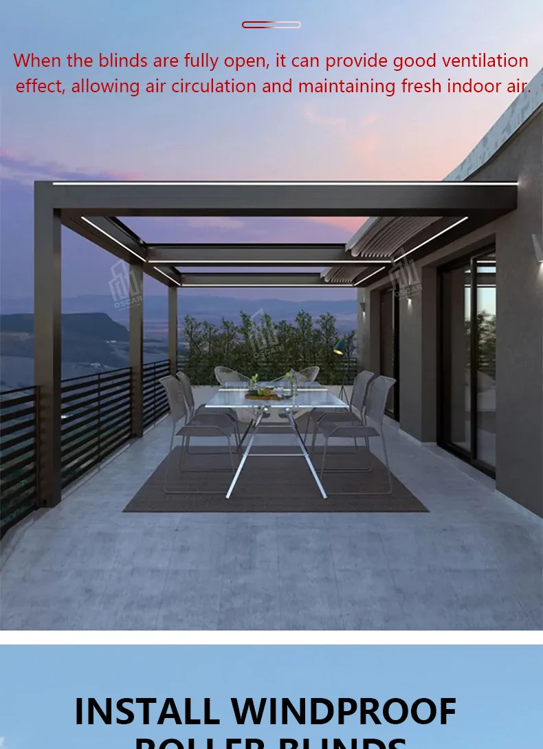 Motorized Automatic Retractable Louvers for Outdoor Pergolas