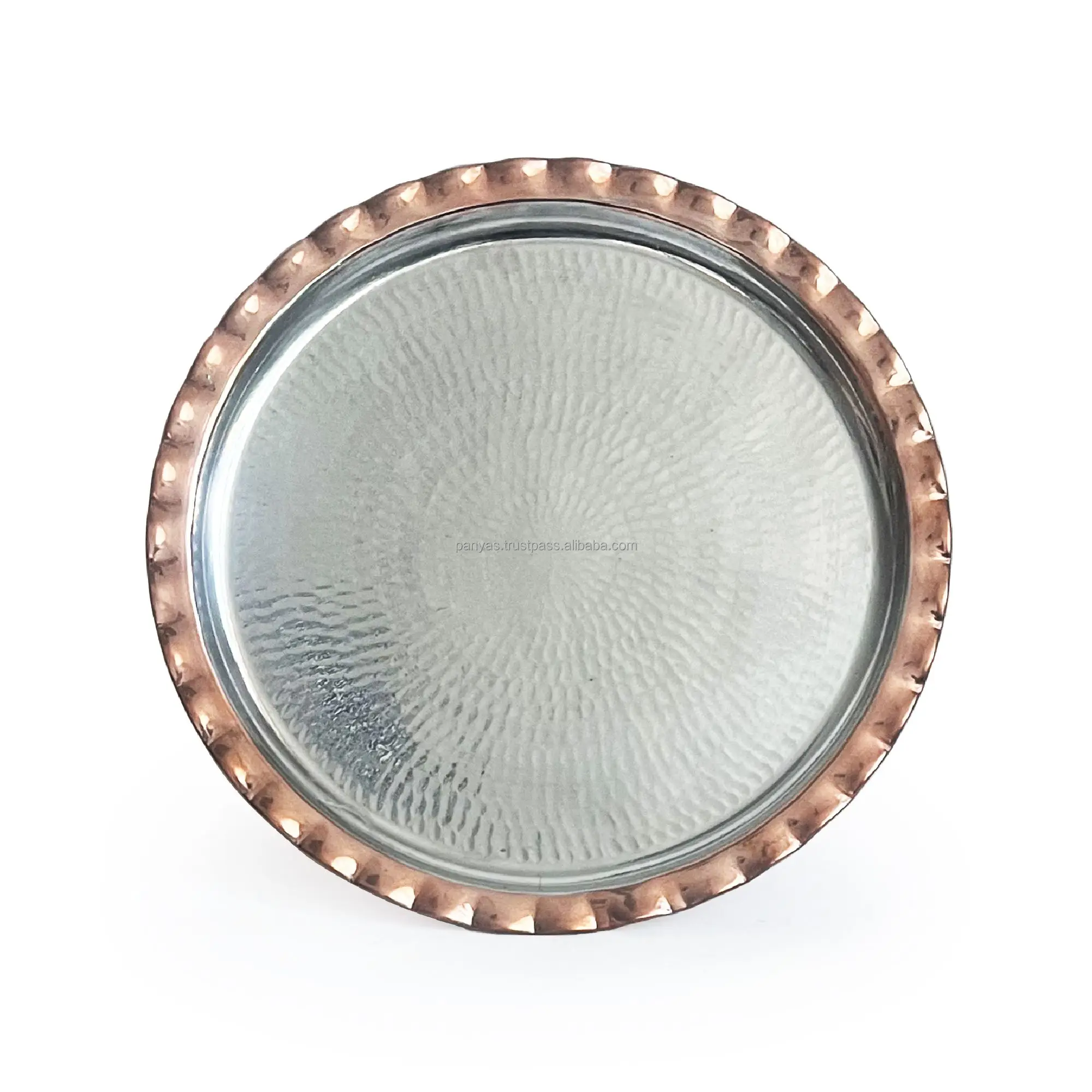 Handmade Hand Hammered Copper Round Presentation Tray 34 Cm-13.3 In ...