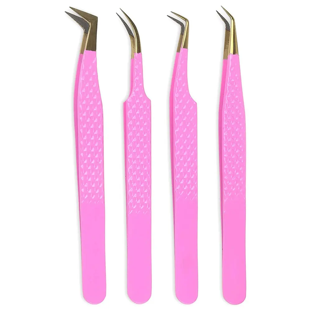 Full Range Stainless Steel Eyelash Tweezers Lash Extensions Tweezers ...
