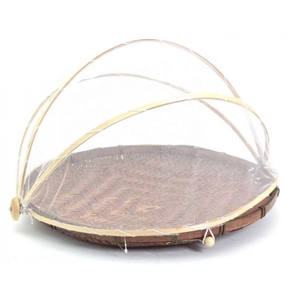 Handmade Bamboo Food Cover With Tent Fruit Bread Baskets Summer Storage ...