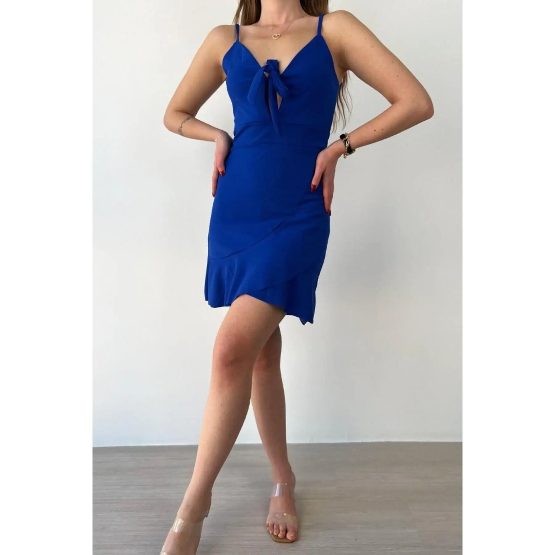 Chest Tie Frilly Crepe Dress Saks - 67542 - Buy Chest Tie Frilly Dress ...