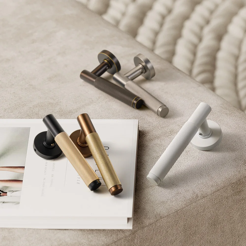 Tido Texture Series Knurled Matte Nickel Satin Lever Door Handle - Buy ...