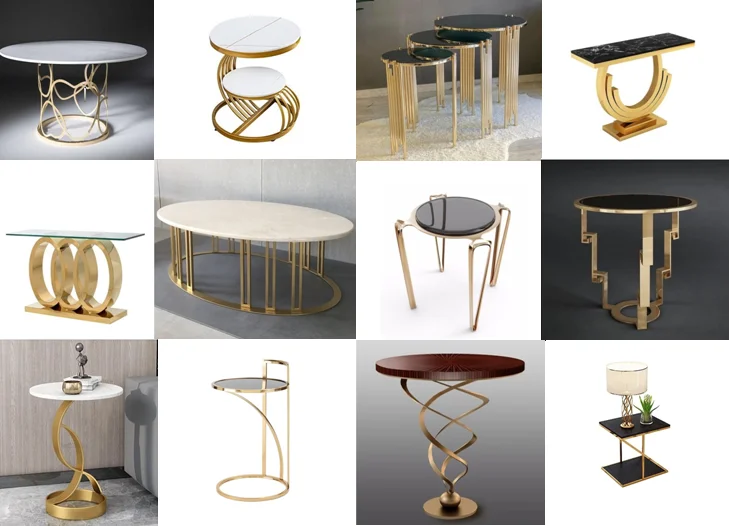 Antique Design Aluminium Gold Color Side Table Square Shape Customized ...