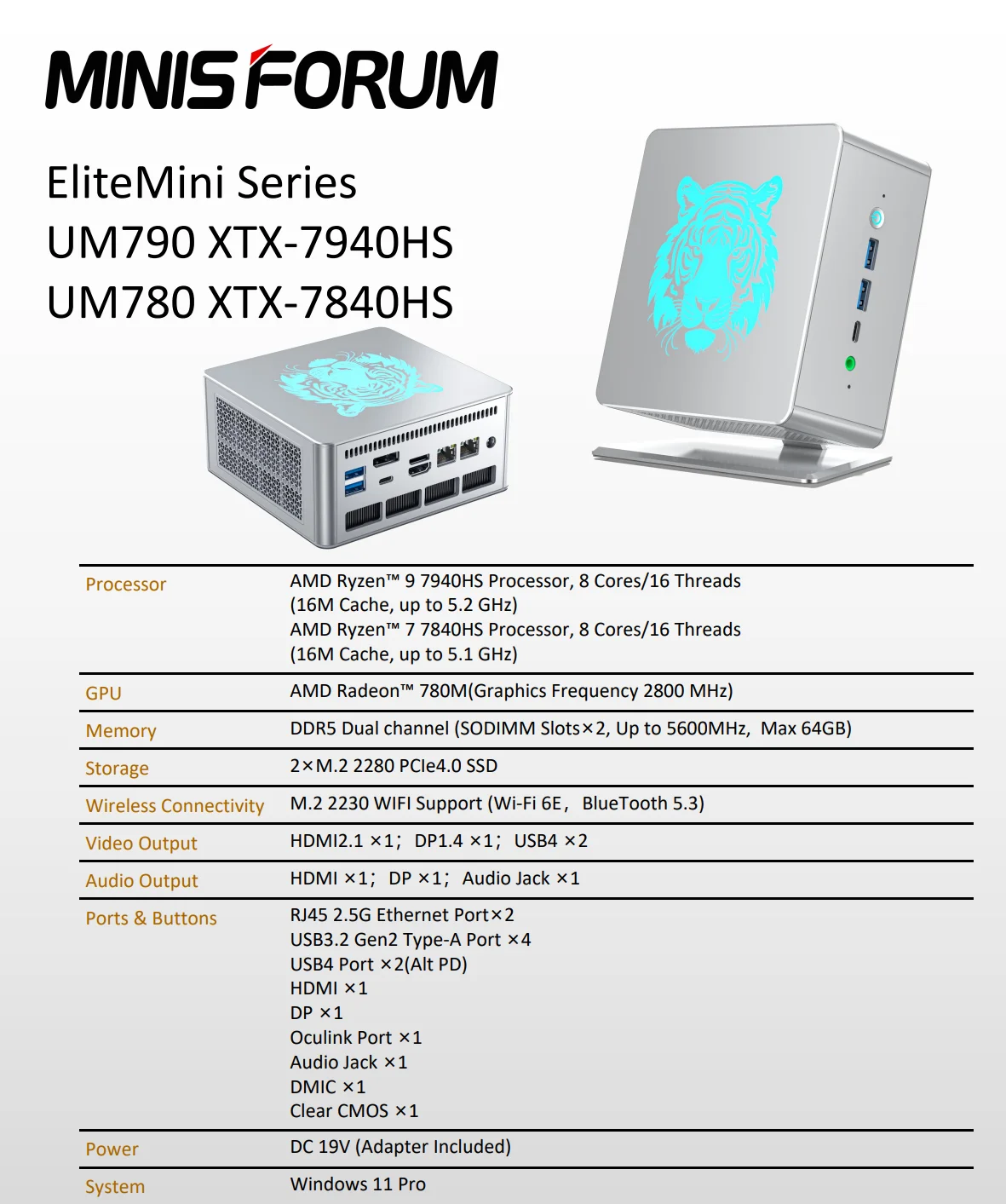 Mini Pcs Minisforum Elite Series UM790 XTX - AMD Ryzen 9 7940HS CPU