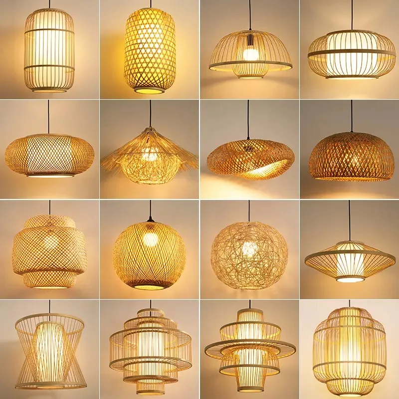 Handmade Natural Rustic Style Bamboo Pendant Lights Woven Bamboo ...