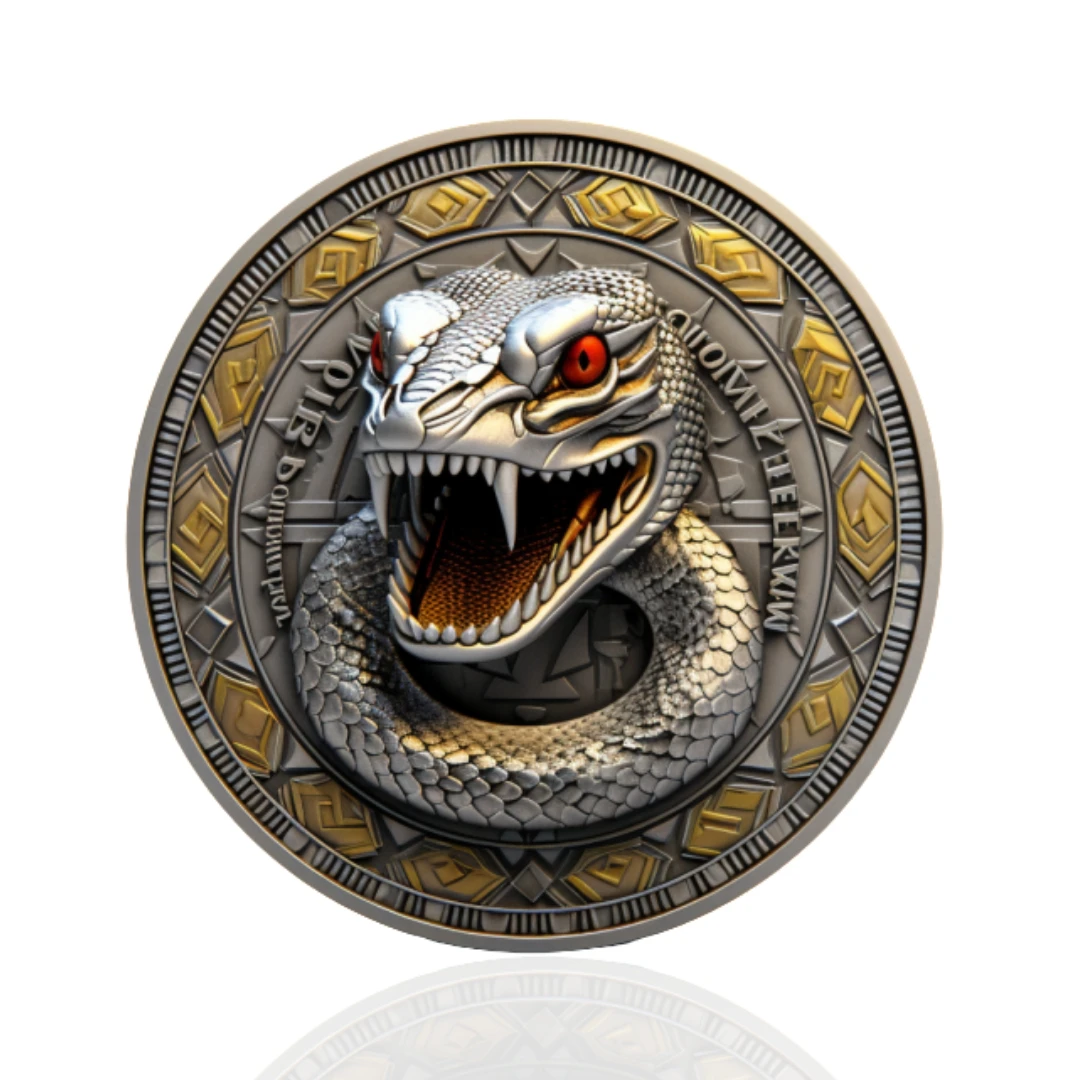 Custom Python Snake 3D Metal Challenge Coin - STAR LAPEL PIN