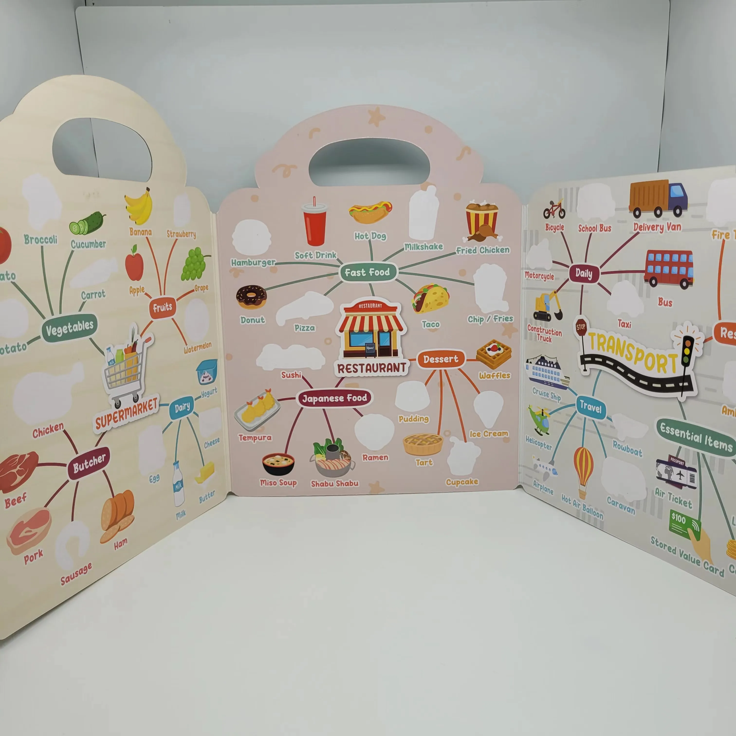 3 Folded Kid Learning Activity Game Board Book With Removable ...