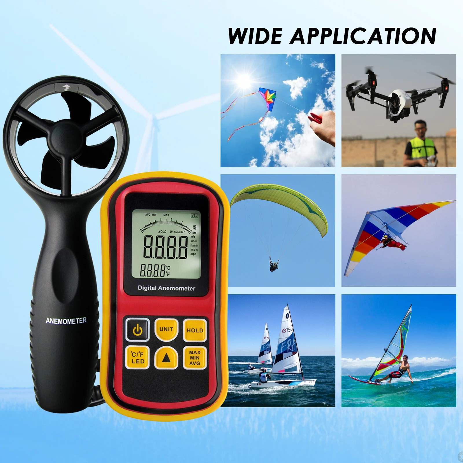 Digital Thermo-Anemometer - 2-in-1 Wind and Temperature Meter