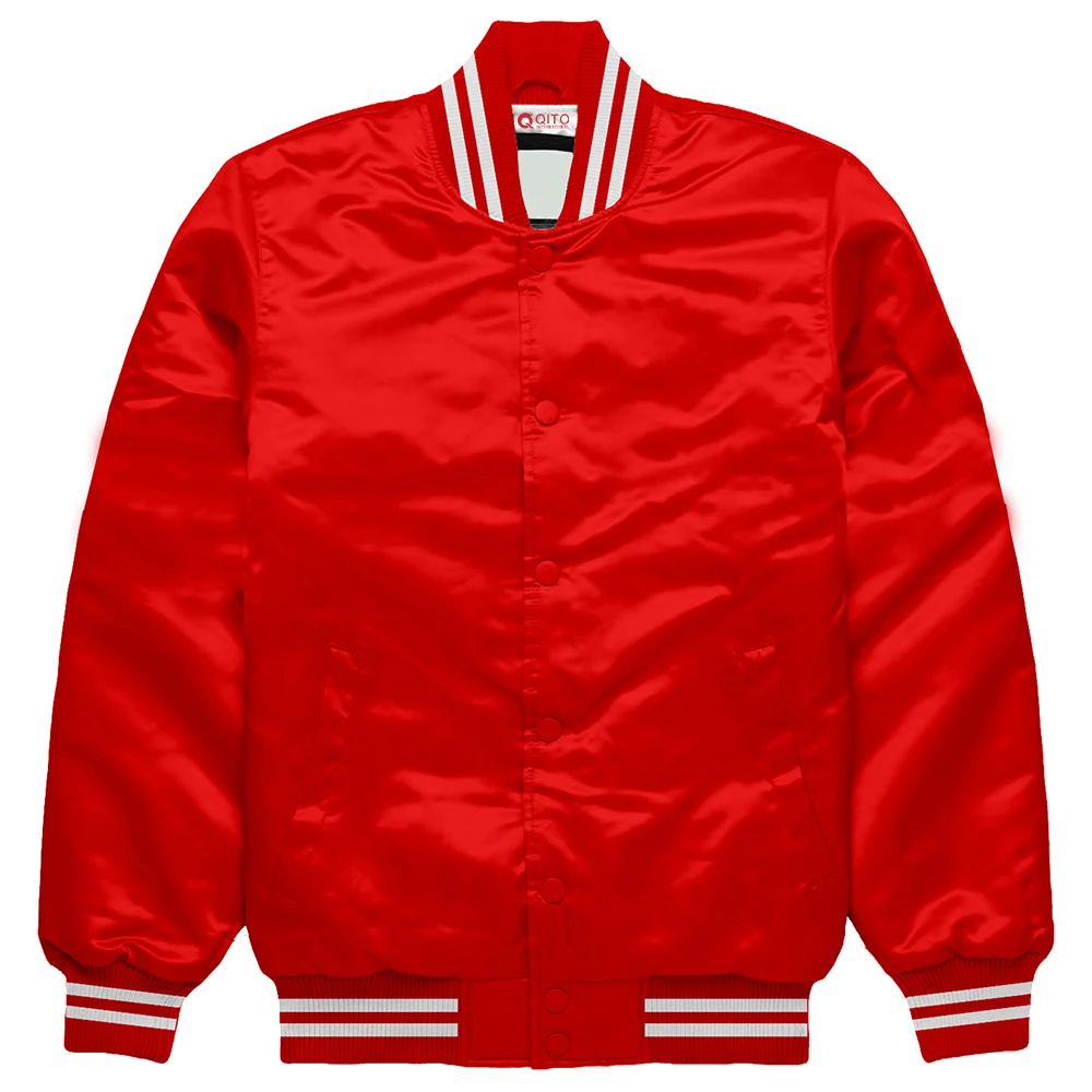 Letterman Baseball Varsity Bomber Vintage College Boys Red Satin ...
