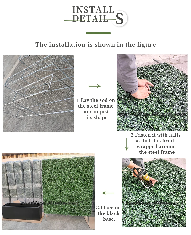 Plastic Green Grass Wall - High Simulation Artificial Hedge