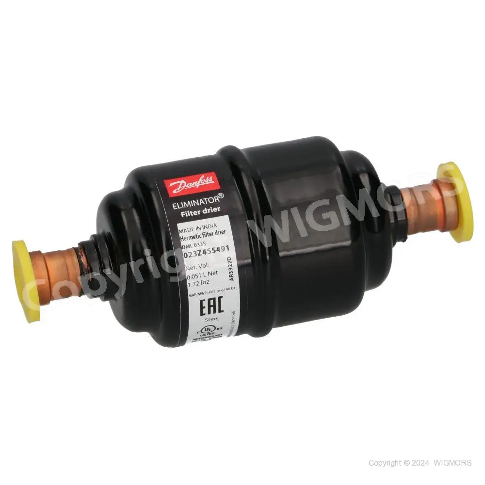 Danfoss Hermetic filter drier, DML, 03 cu.in., Steel Cu-plated ...