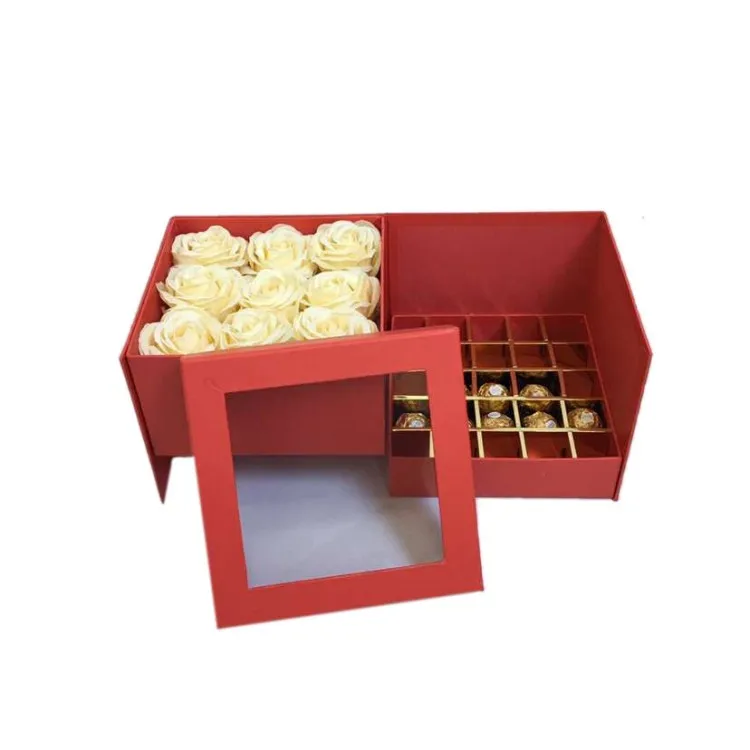 Square Double Rotation Box Pvc Window Flowers Packaging Chocolate ...