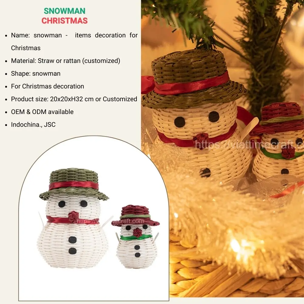 Adorable Gift Christmas Snowman Stander, Rattan Storage Basket, Straw ...