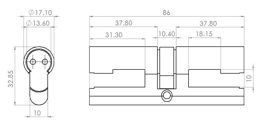 IC Interchangeable Core Euro Profile Lock - 10M Key Combinations