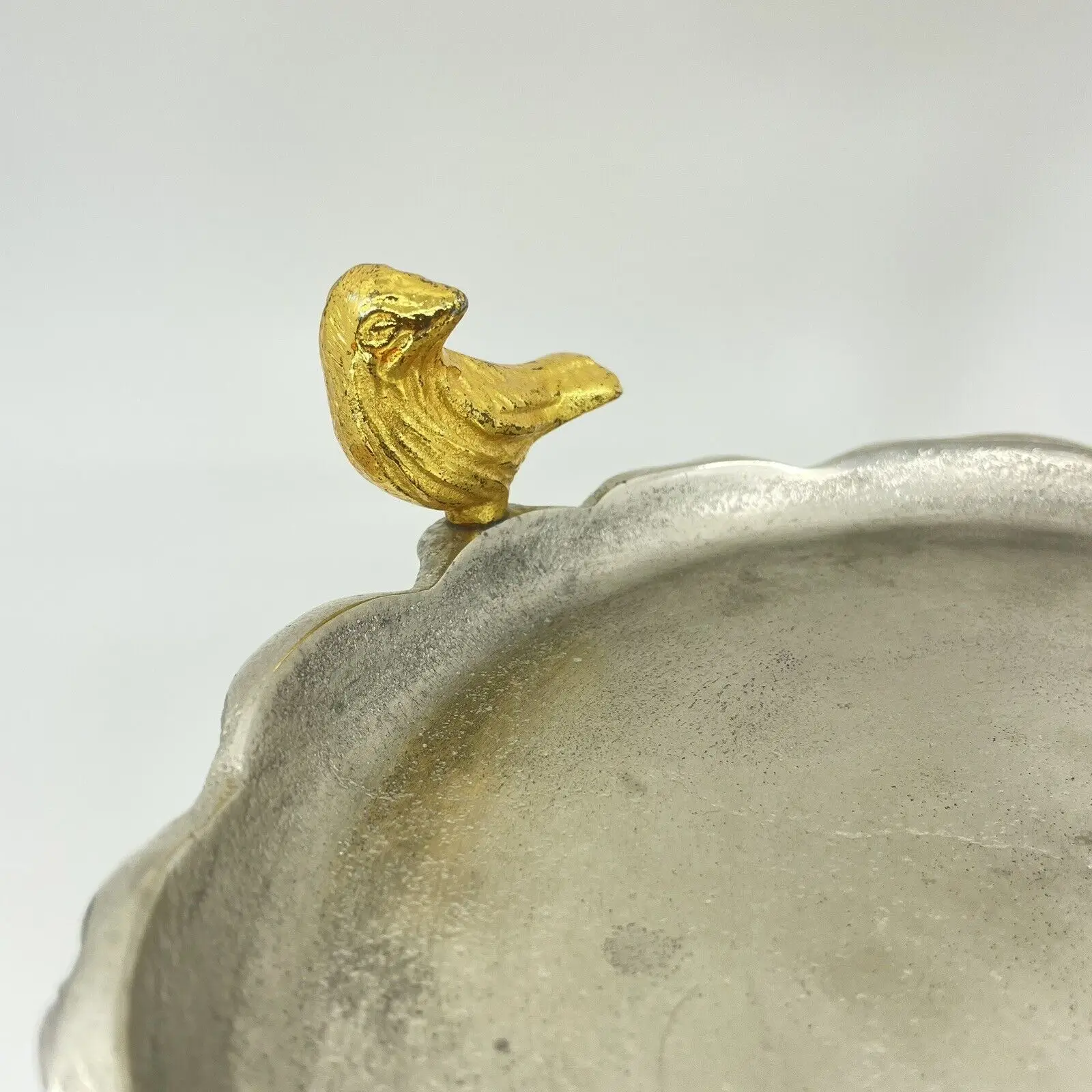 Two Tier Aluminum And Gold Tone Cake Stand Bird And Branch Design ...