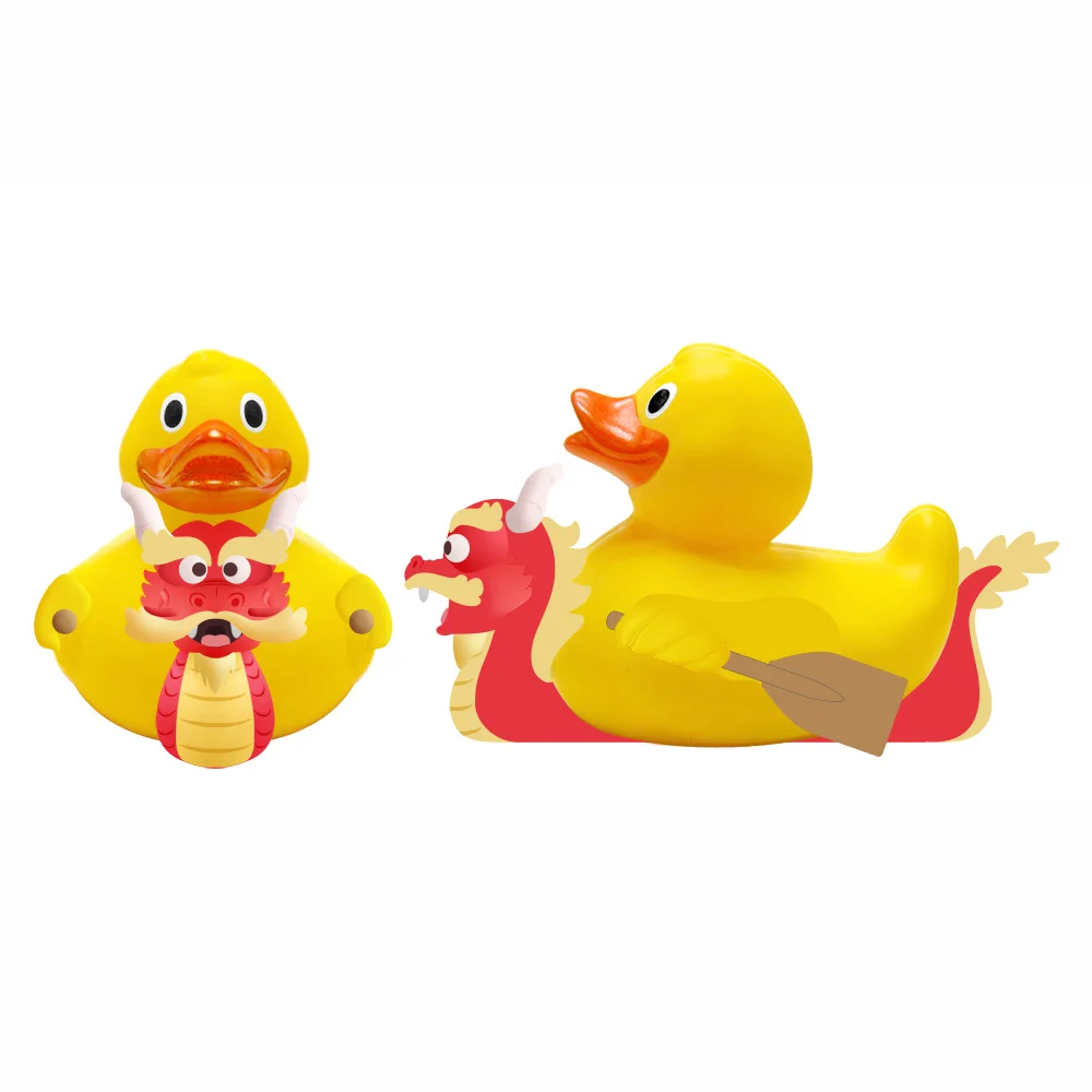 Festival Gift Rubber Duck Squeaky Chinese Dragon Boat Bath Duck