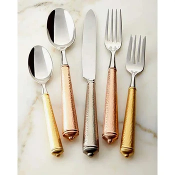 Hammered Round Shape Handle Cutlery Set Flatware Mealtime Essentials ...