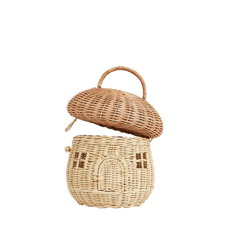 New 100% Handmade Rattan Mushroom House Cute Desktop Storage Basket ...