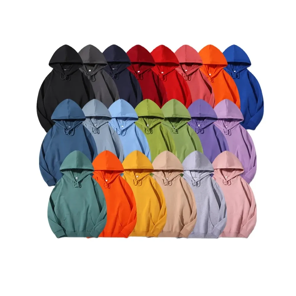 26 Colors Spring Autumn Pure Color Cotton Spandex Hoodie Men Women ...