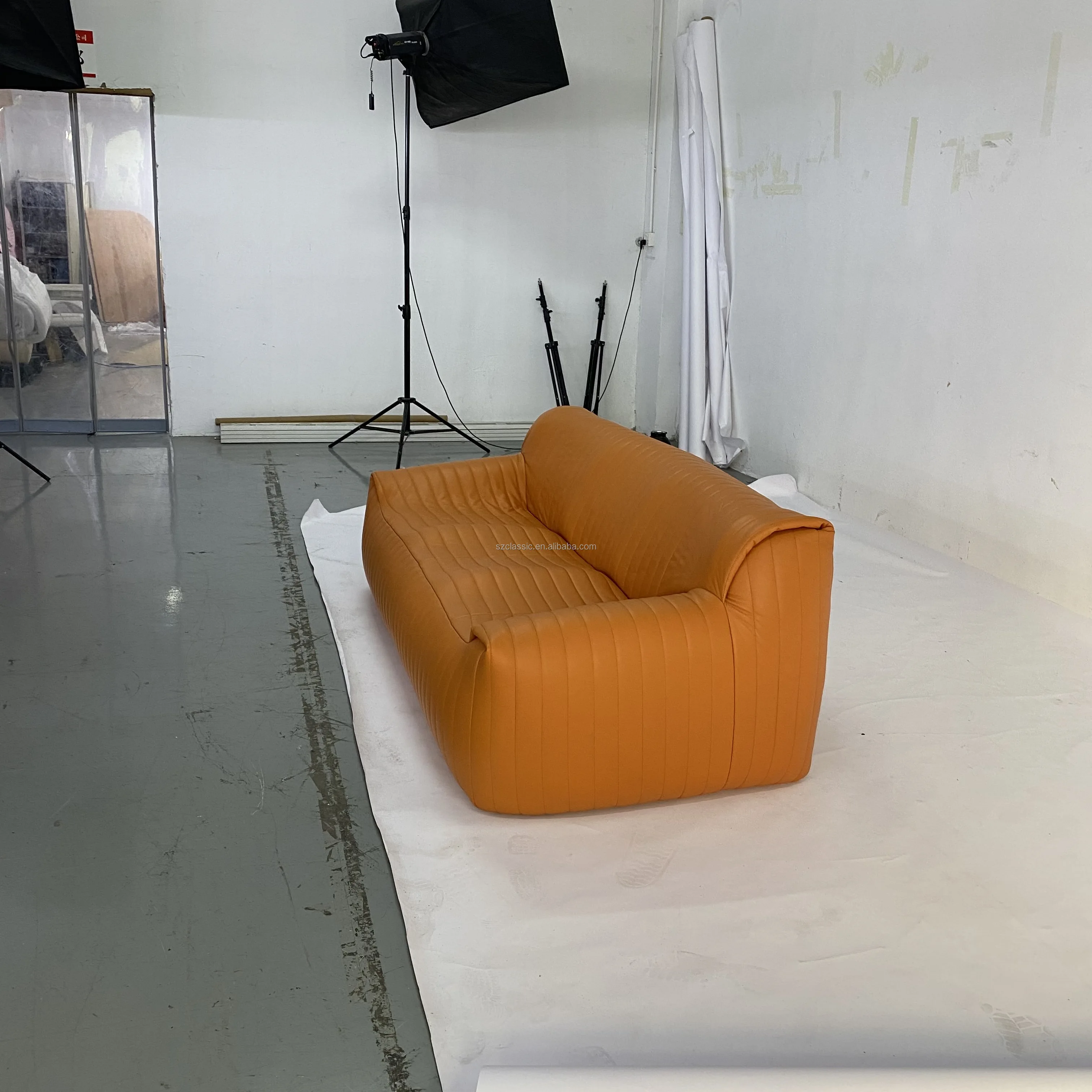 Mid-century Modern Cinna Sandra Sofa Leather Living Room Sofa