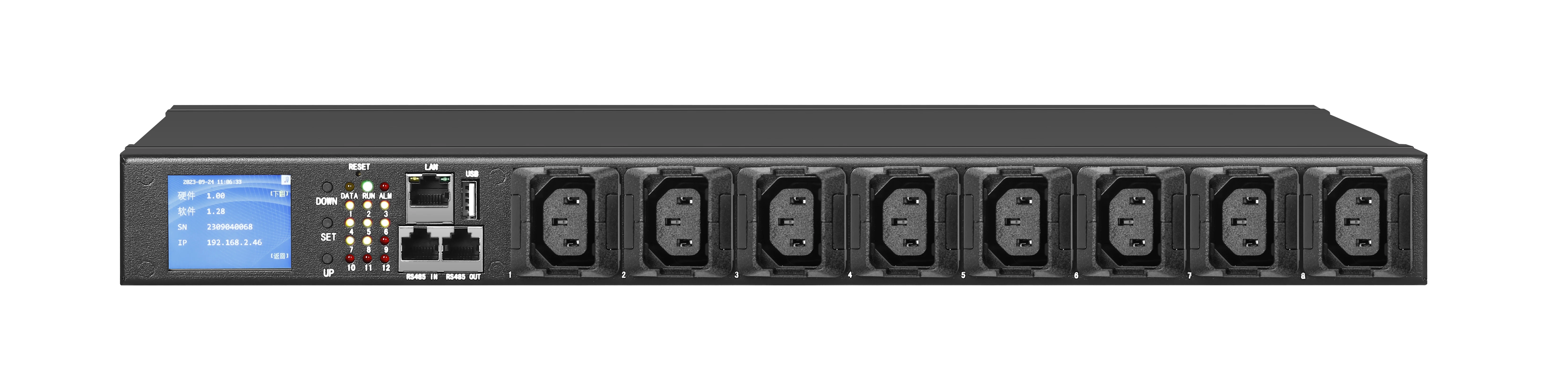 Smart PDU 8 Ways Lockable IEC C13 Outlets Network Remote IP Management LCD Meter Intelligent PDU ...