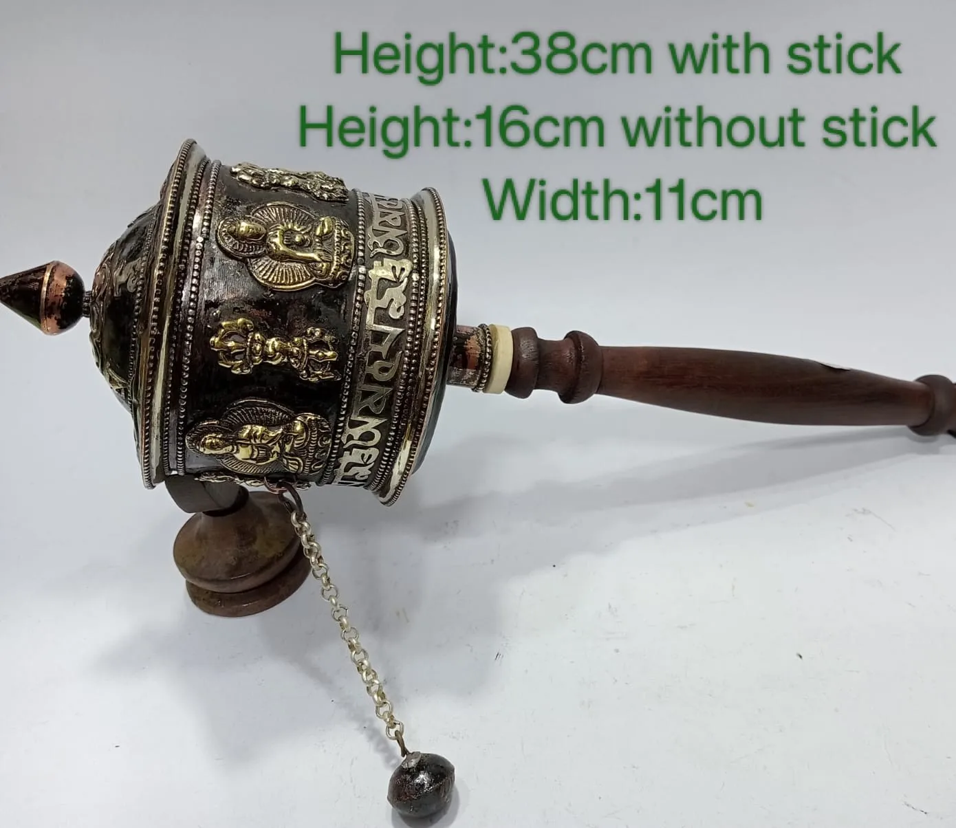 Brass Buddha & Vajra Hand Prayer Wheels Religious Wind Chime Model For ...