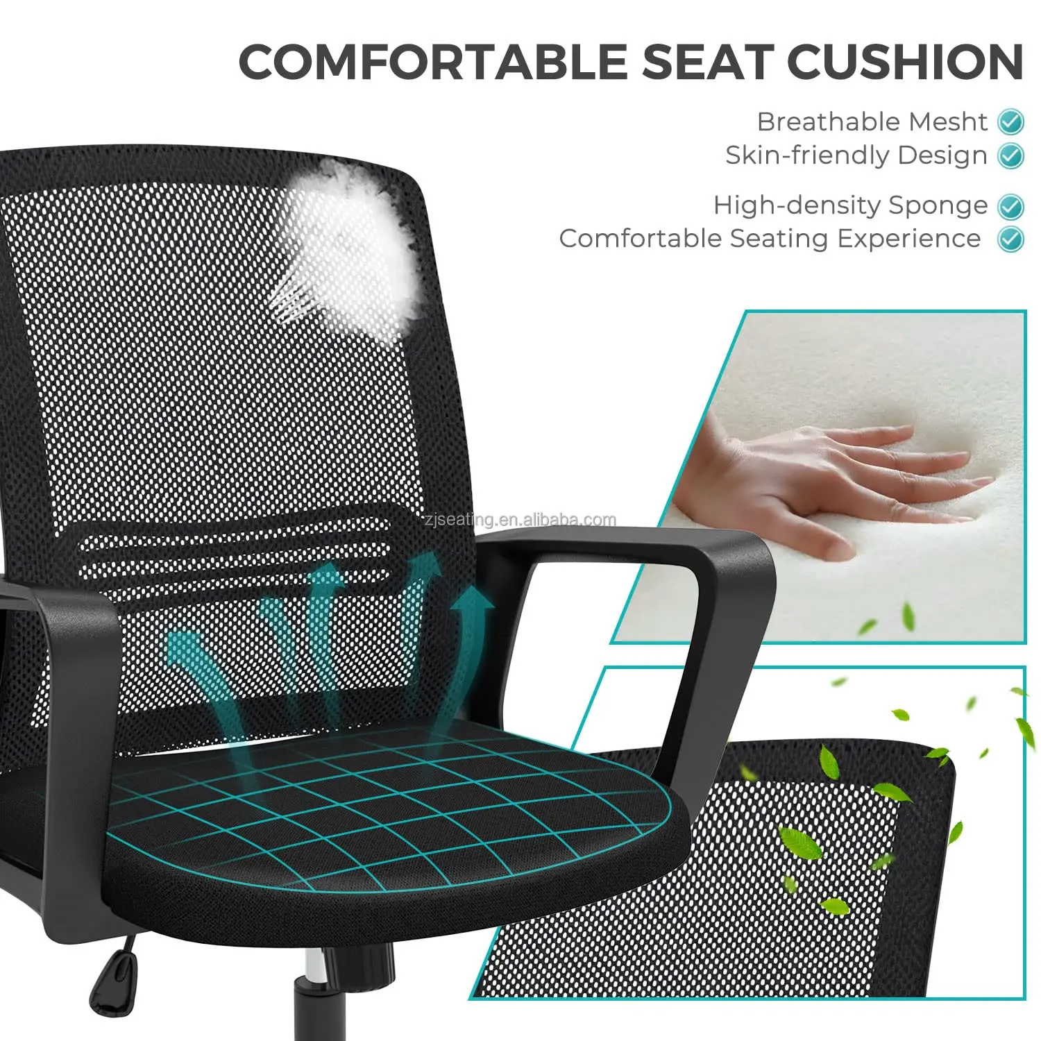 Eurostile Ergonomic Mid Back Breathable Mesh Swivel Adjustable Height ...