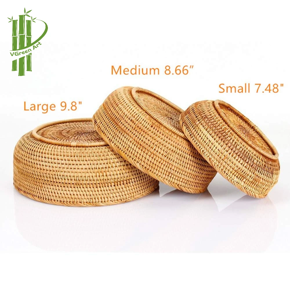 Rattan Storage Basket Weaving Basket Sorting Straw Storage Table Wicker ...