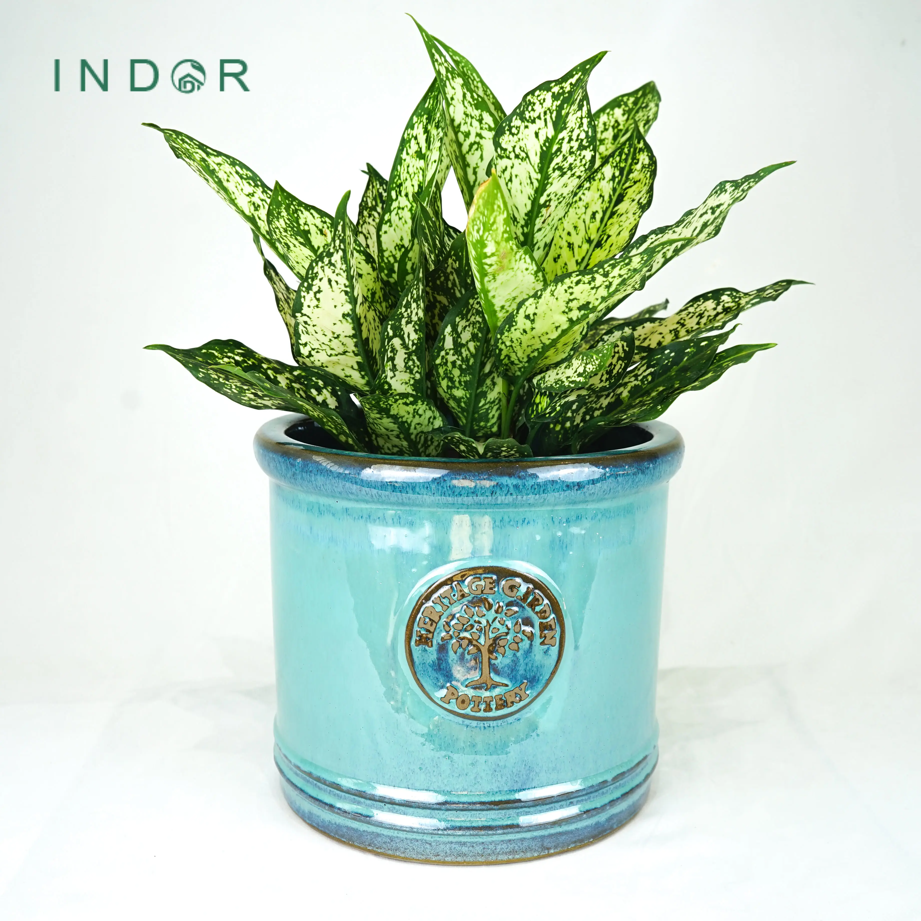 Blue Tapered Shape Pottery Indor Hand Craft Ceramic Planters Glazed ...