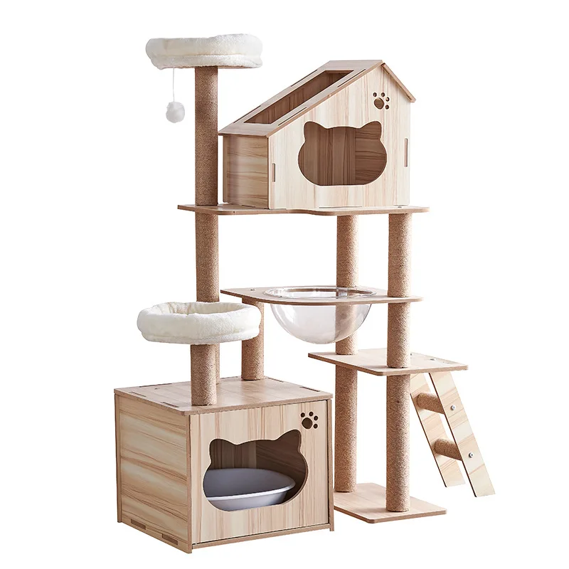 Manufacturer Wholesale Large Beige Wooden Cat Tree Scratcher - Buy Cat ...