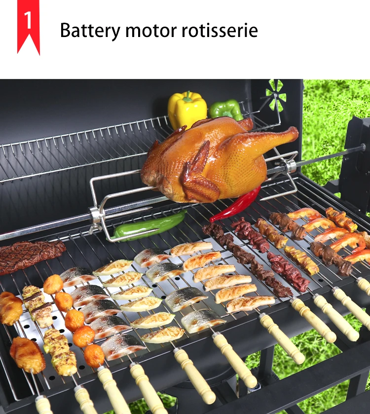 Oil Drum BBQ Smoker Grill - Heavy Duty Charcoal Trolley