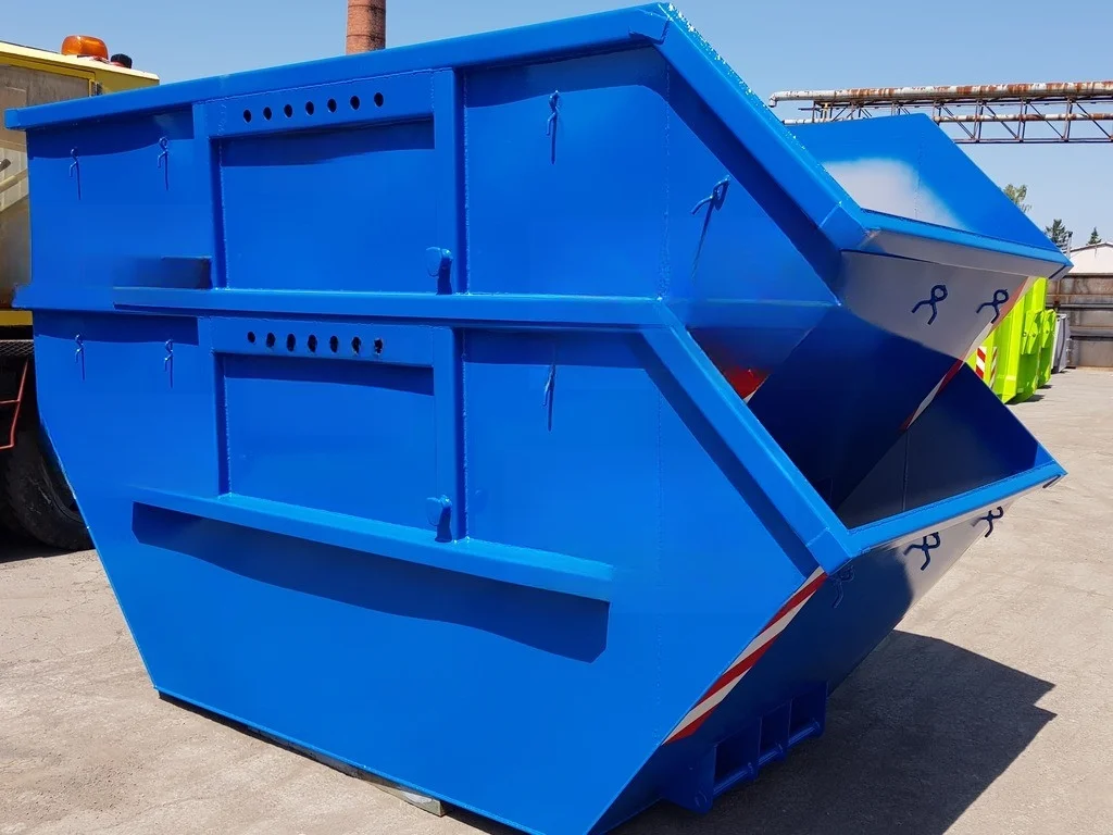 Scrap Steel Metal Waste With Lid and Bucket Garbage Bin Tipping Loader ...