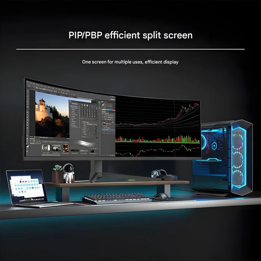 49 Inch Ultrawide Monitor Curved Screen PBP PIP Multi Data Terminal ...
