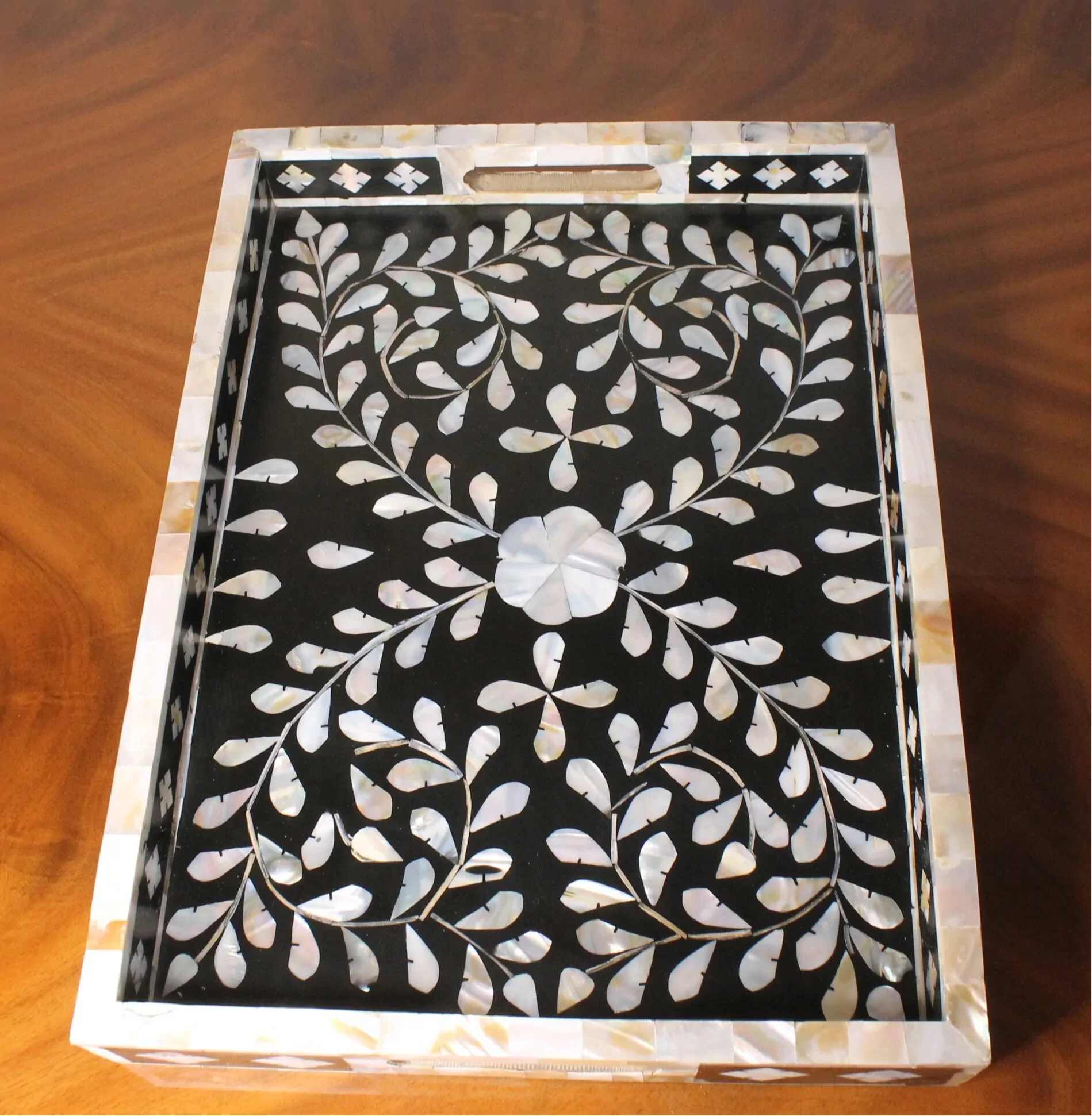 Rattan Tray With Mother Of Pearl Made In India In Wholesale Price From ...