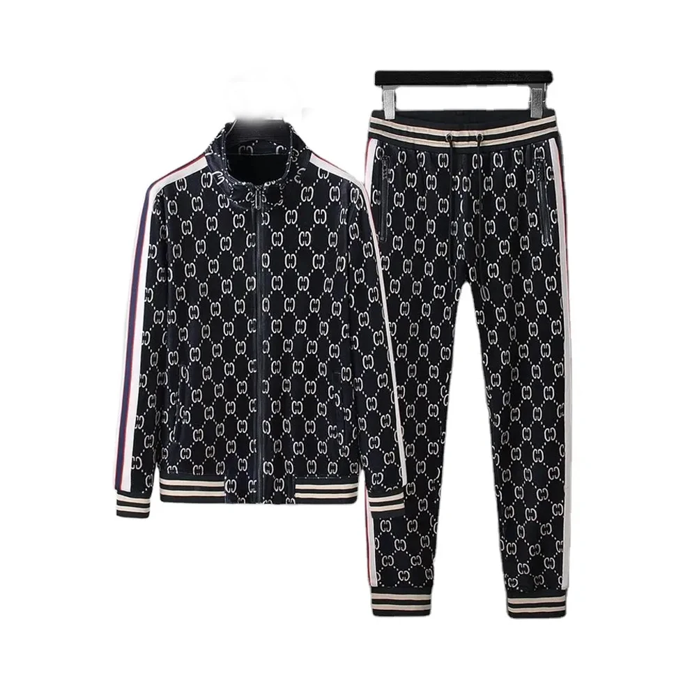 Luxury Velour All Over Print Velvet Tracksuit For Men's With Stand ...