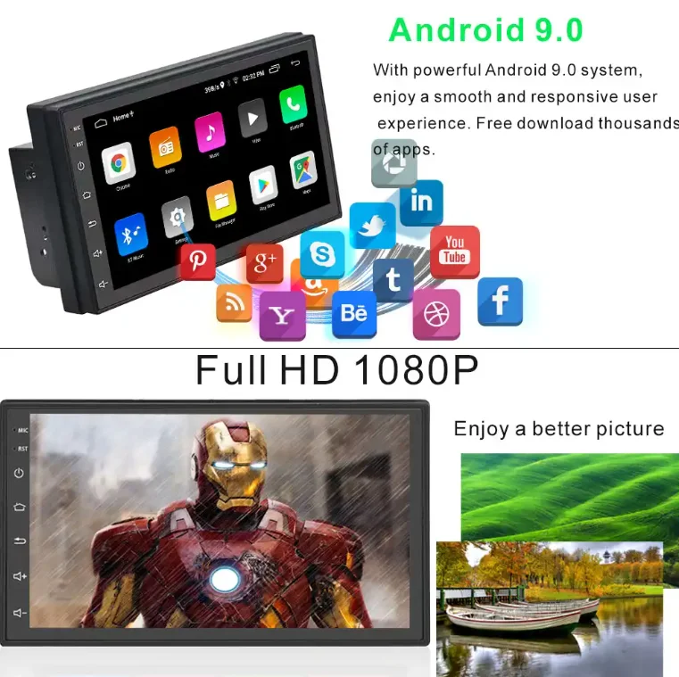 Car Android GPS Navigation - 2 Din 9" Stereo with 4GB RAM