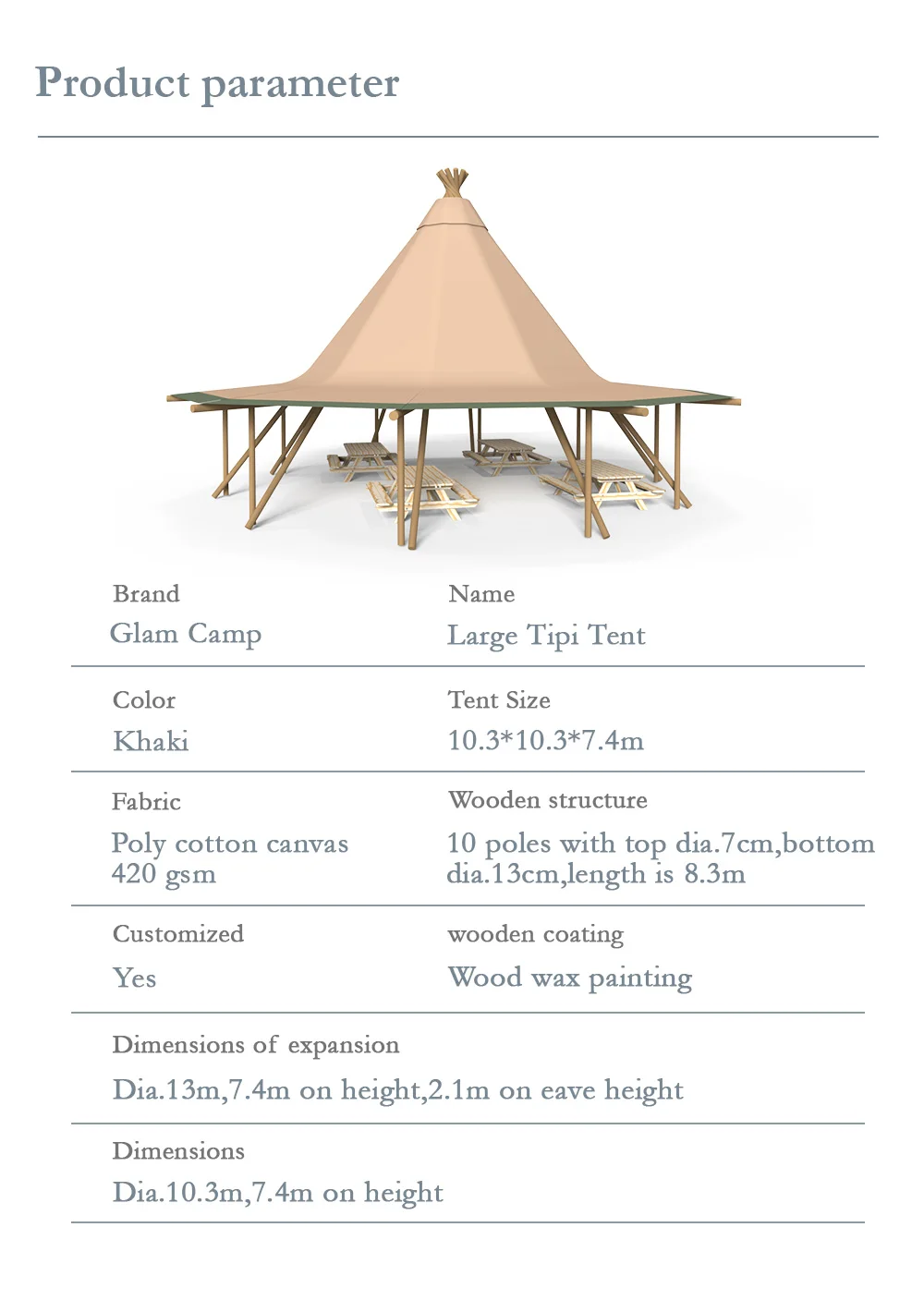 Ultimate Tribe 420gsm Poly Cotton Canvas Hat Giant Tipi Tent Event ...
