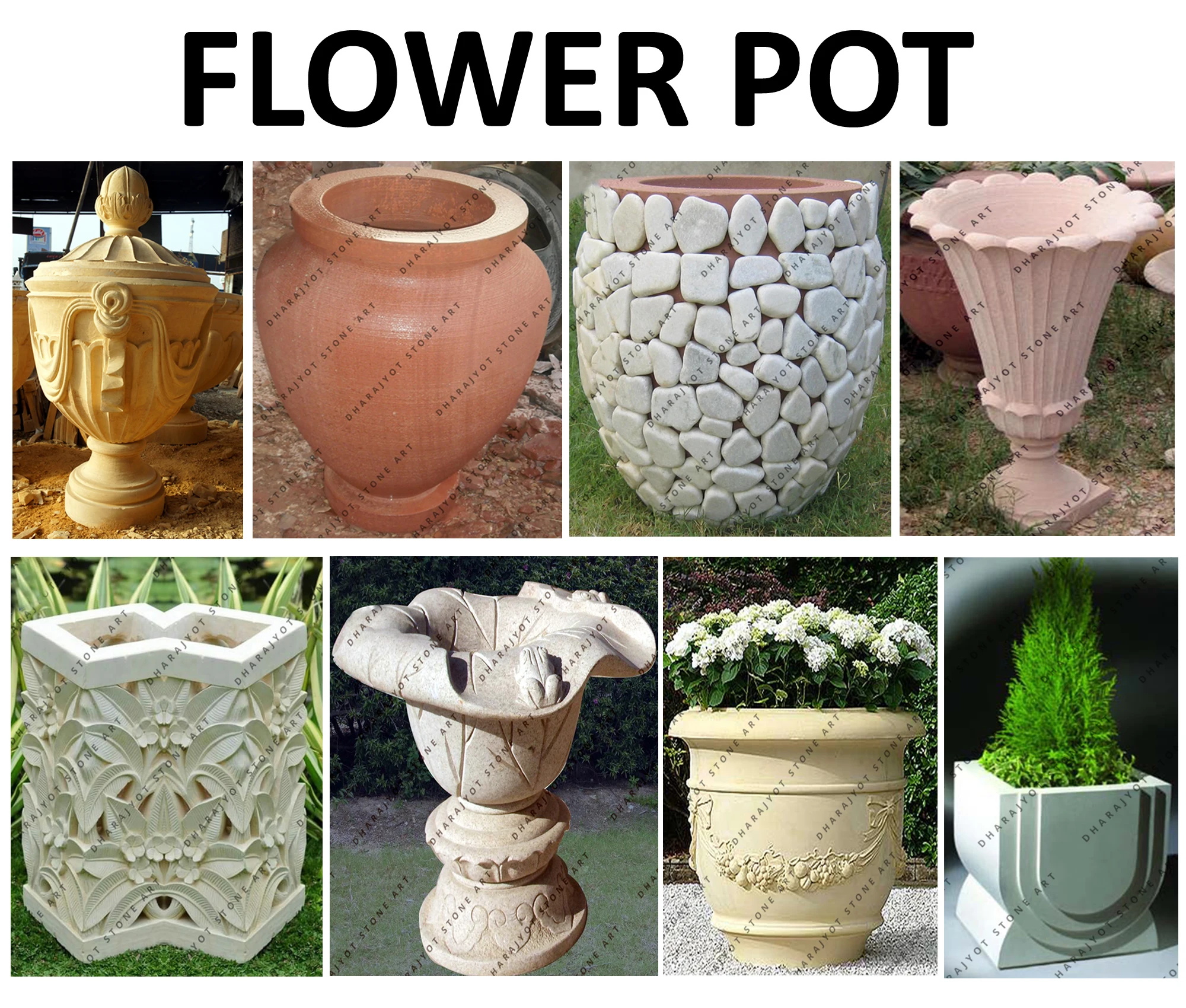 Popular Gold Marble Antique Design Polished Flower Pot Indoor Large ...