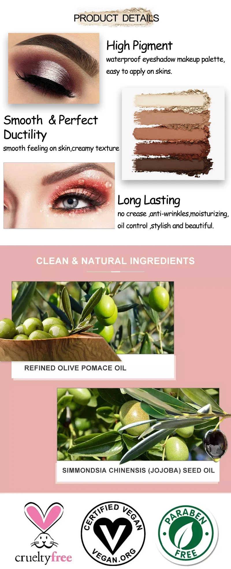 Cream Waterproof Private Label Eyeshadow Palette With Logo Highly ...