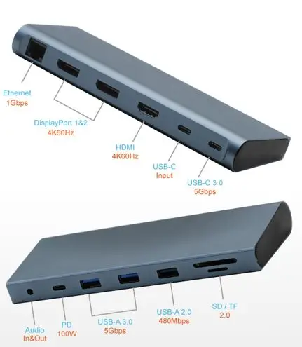 12-in-1 Triple Display Standalone Usb-c Hub With 4k60hz Hdmi ...