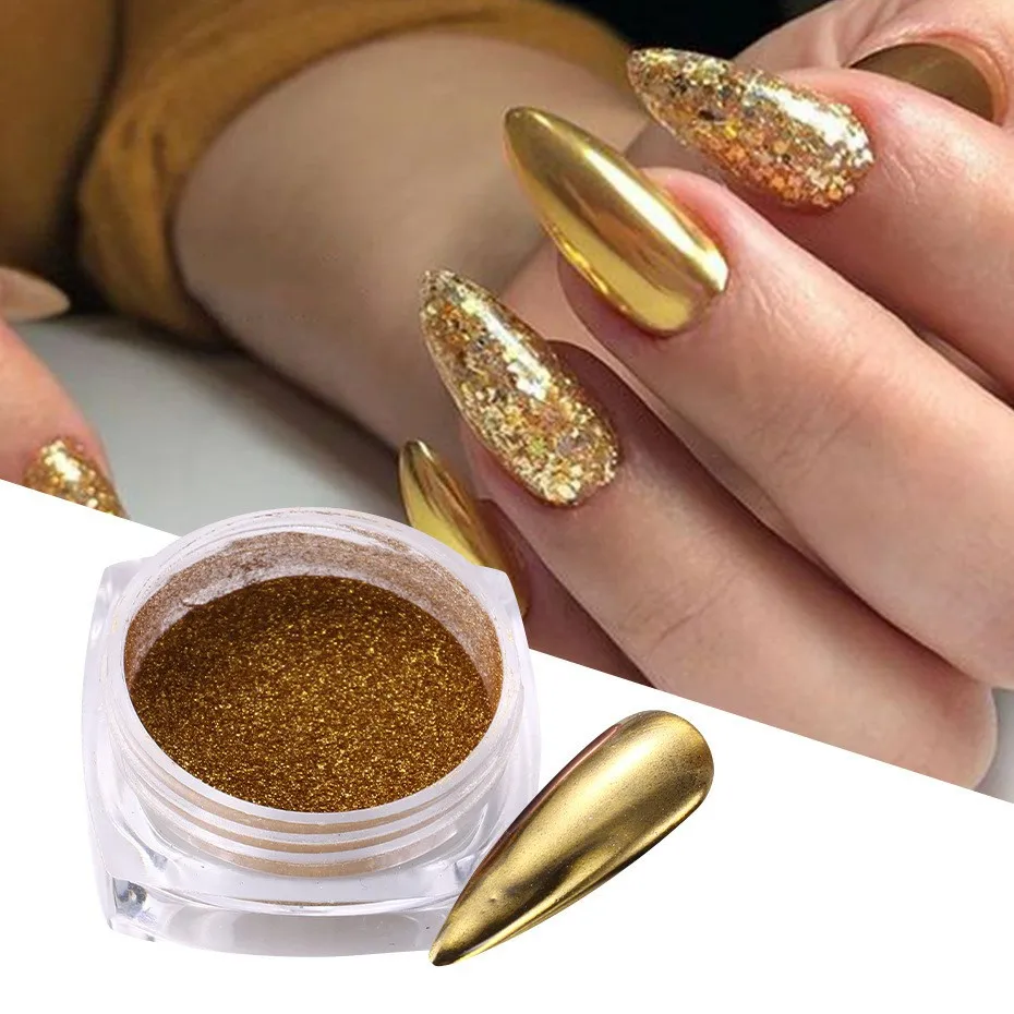 4 Colors Metal Mirror Effect Nail Art Pigment Powder Fine Glitter Nail ...